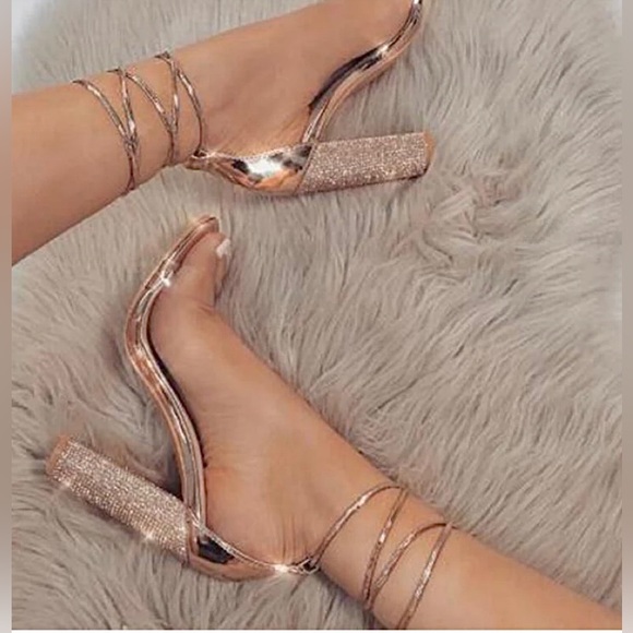 Shoes | Rose Gold Rhinestone Heels 8 | Poshmark